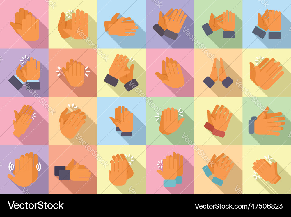 Handclap icons set flat acclaim body Royalty Free Vector