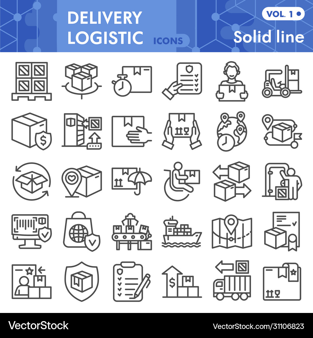 Logistic line icon set delivery symbols Royalty Free Vector