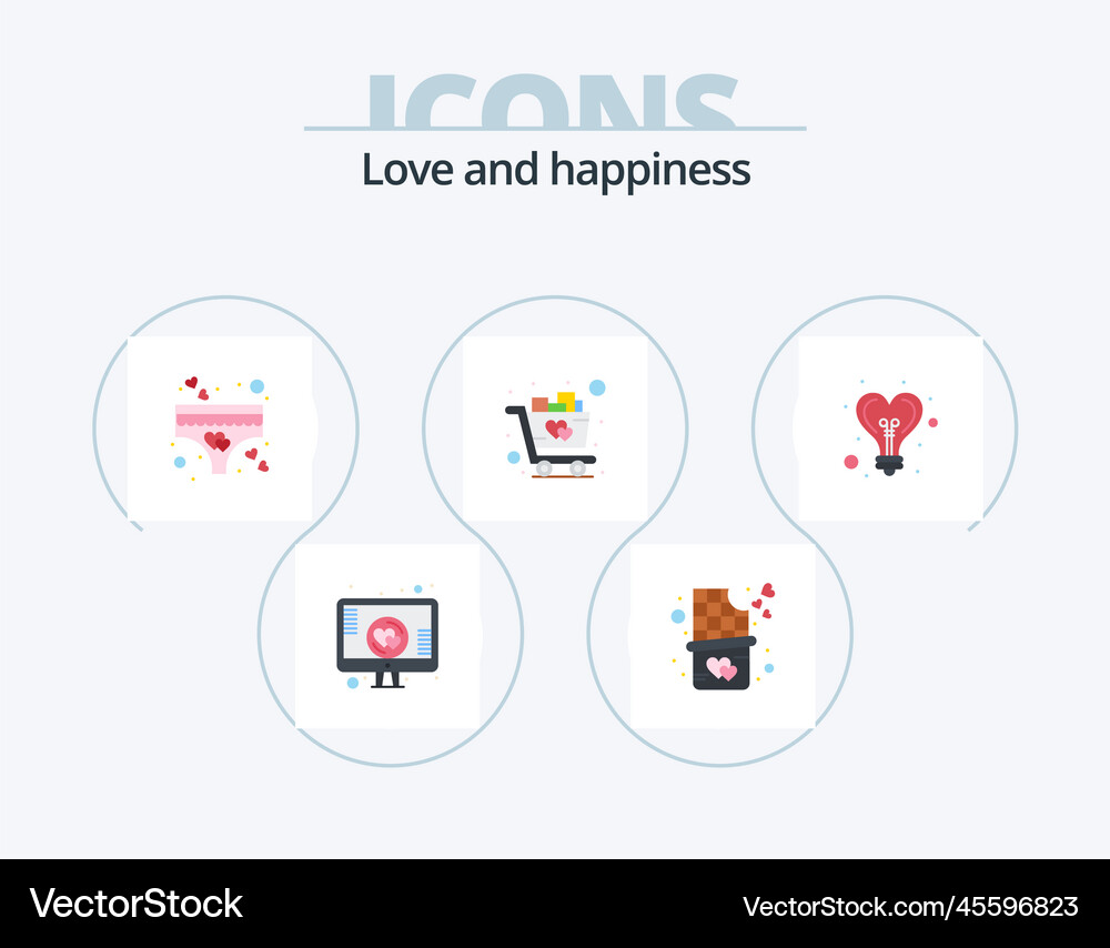 Love flat icon pack 5 icon design light bulb Vector Image