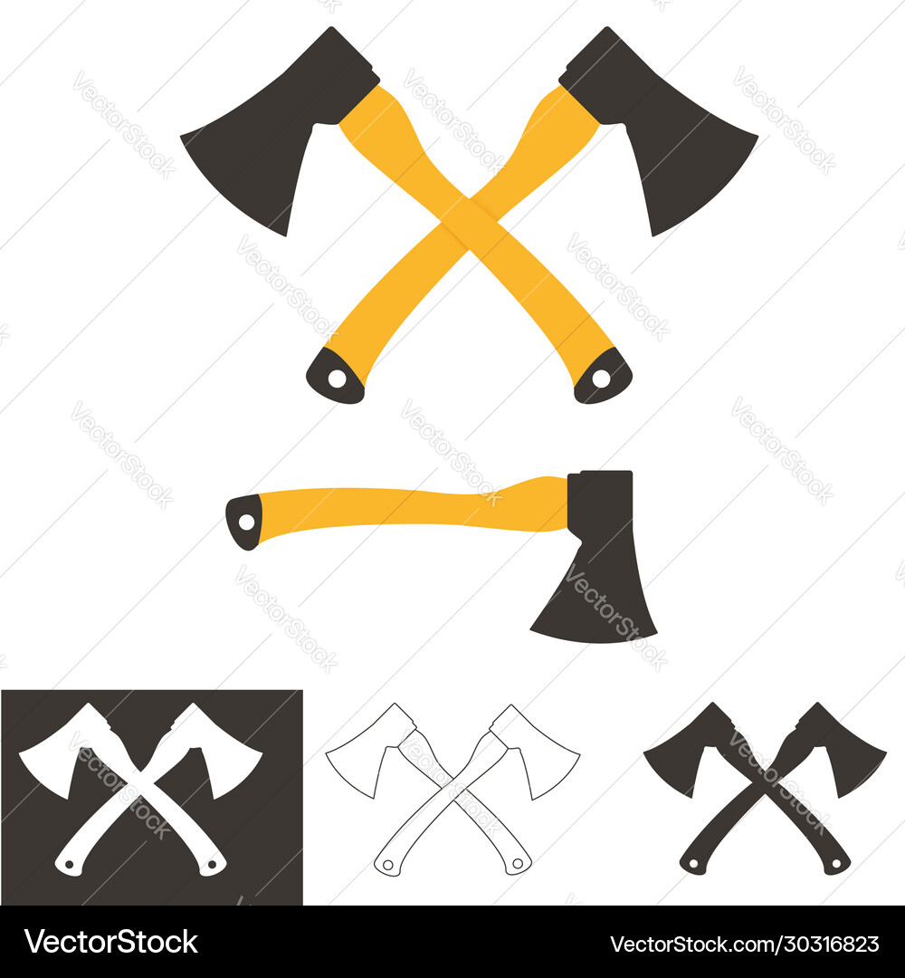 Two crossed axes isolated on white Royalty Free Vector Image