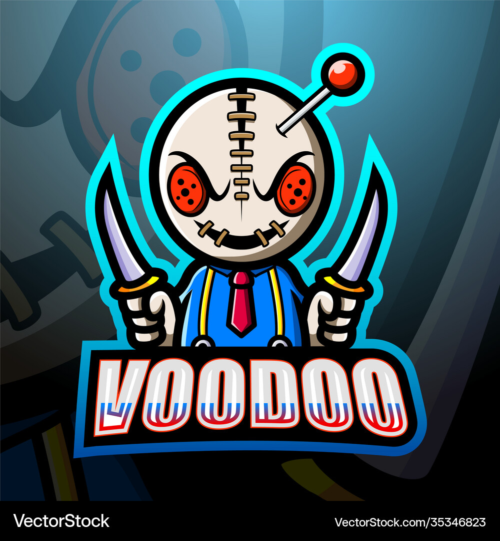 Voodoo mascot esport logo design Royalty Free Vector Image