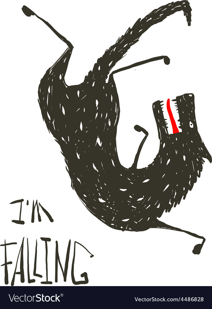 Black wolf falling down Royalty Free Vector Image