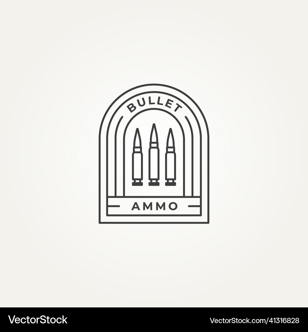 Bullet ammunition simple line art badge logo Vector Image