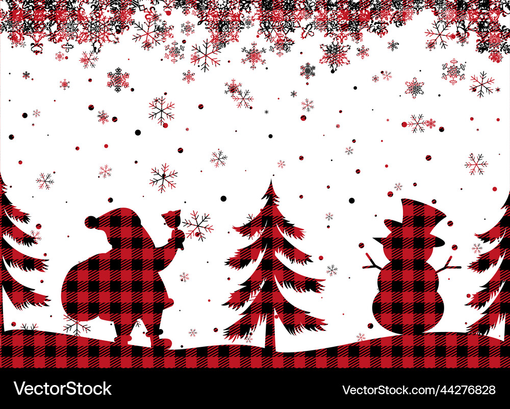 Christmas and new year pattern at buffalo plaid Vector Image