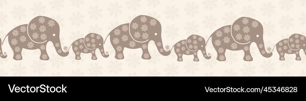 Cute baby elephant seamless border Royalty Free Vector Image