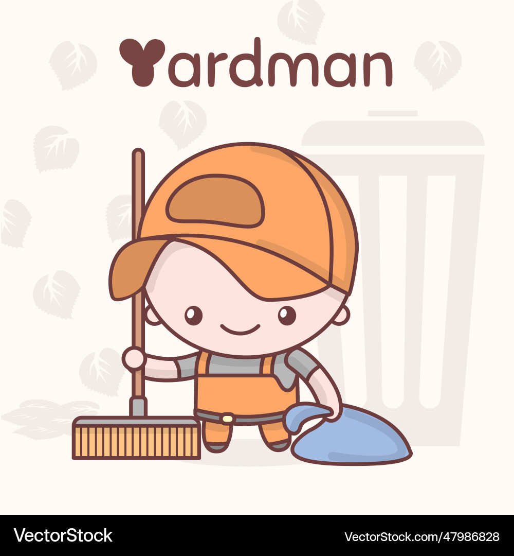 Cute chibi kawaii characters alphabet professions Vector Image