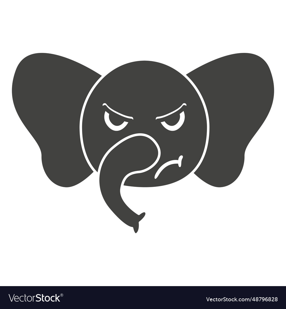 Elephant angry head muzzle flat Royalty Free Vector Image