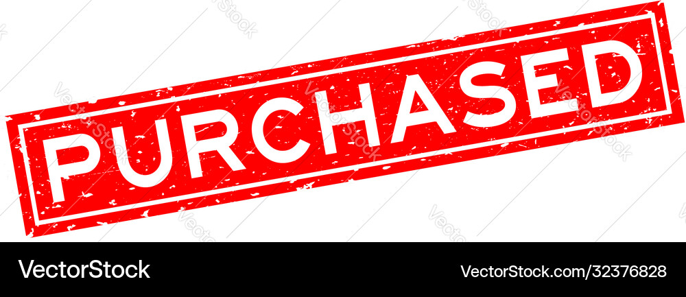 Grunge red purchased word square rubber seal Vector Image
