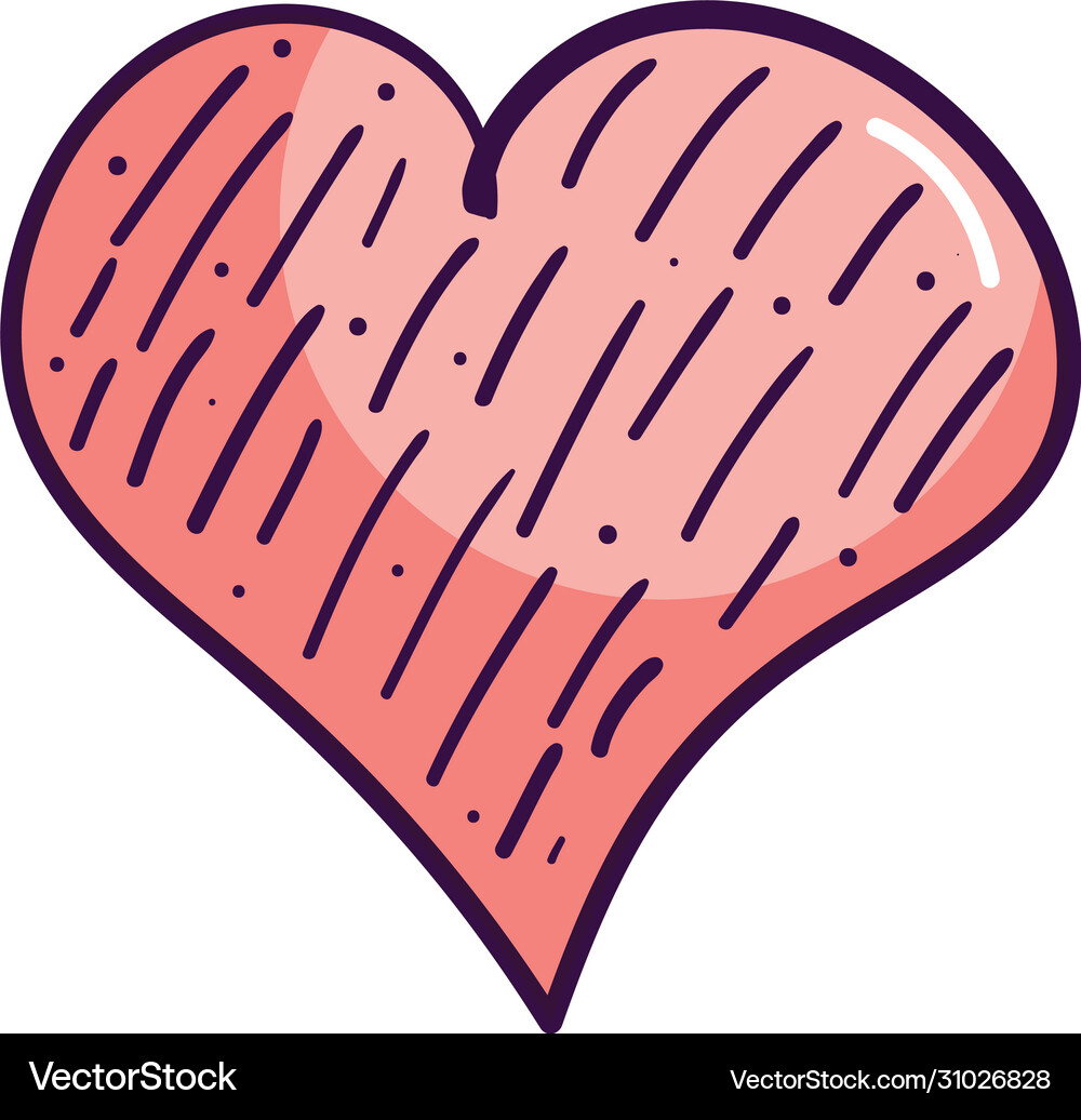 Heart with stripes line color style Royalty Free Vector