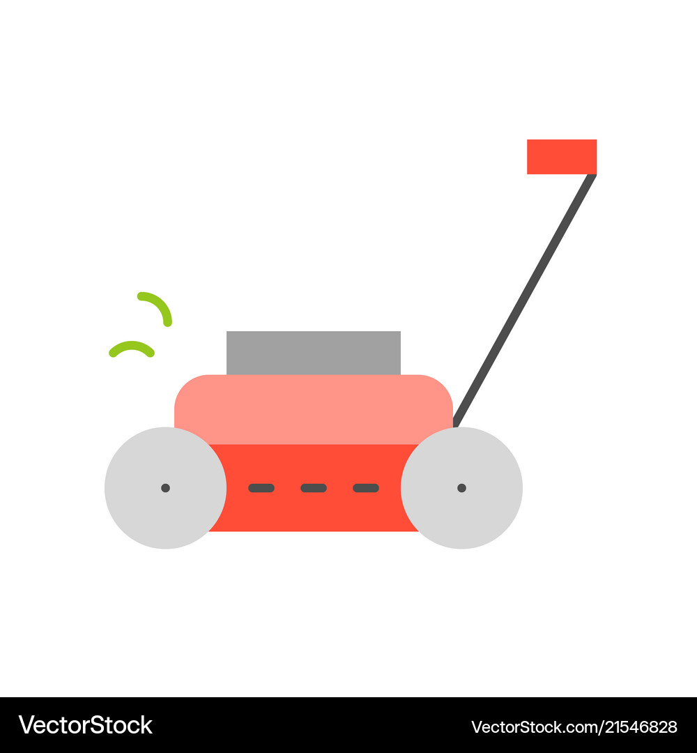Lawn mower flat design for gardening concept Vector Image