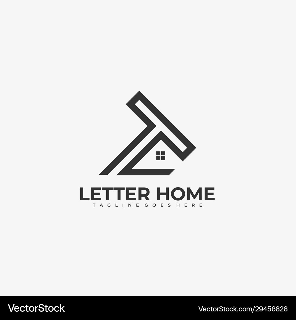 Logo letter home line art style Royalty Free Vector Image