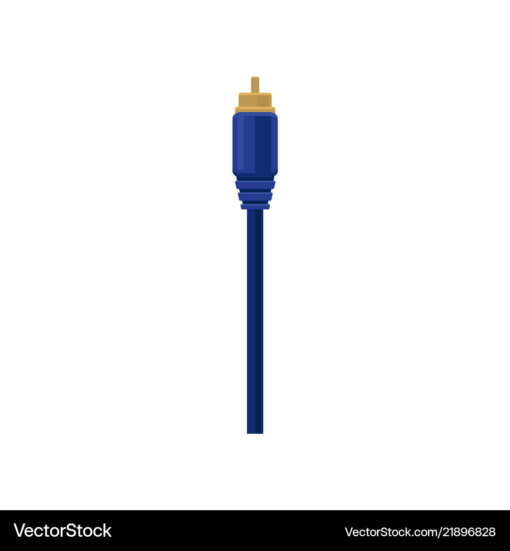 Male audio-video plug with blue cable connector Vector Image