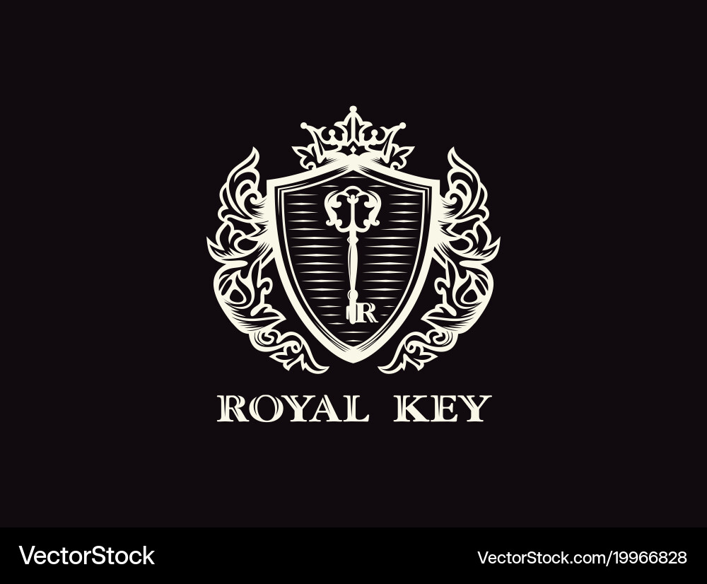 Modern professional sign logo royal key Royalty Free Vector