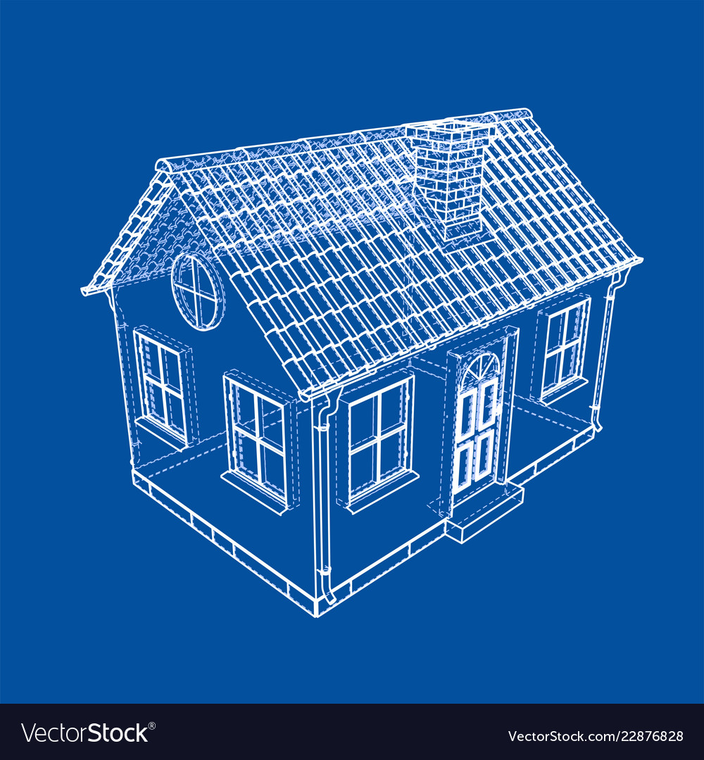 Private House Sketch Rendering 3d Royalty Free Vector Image