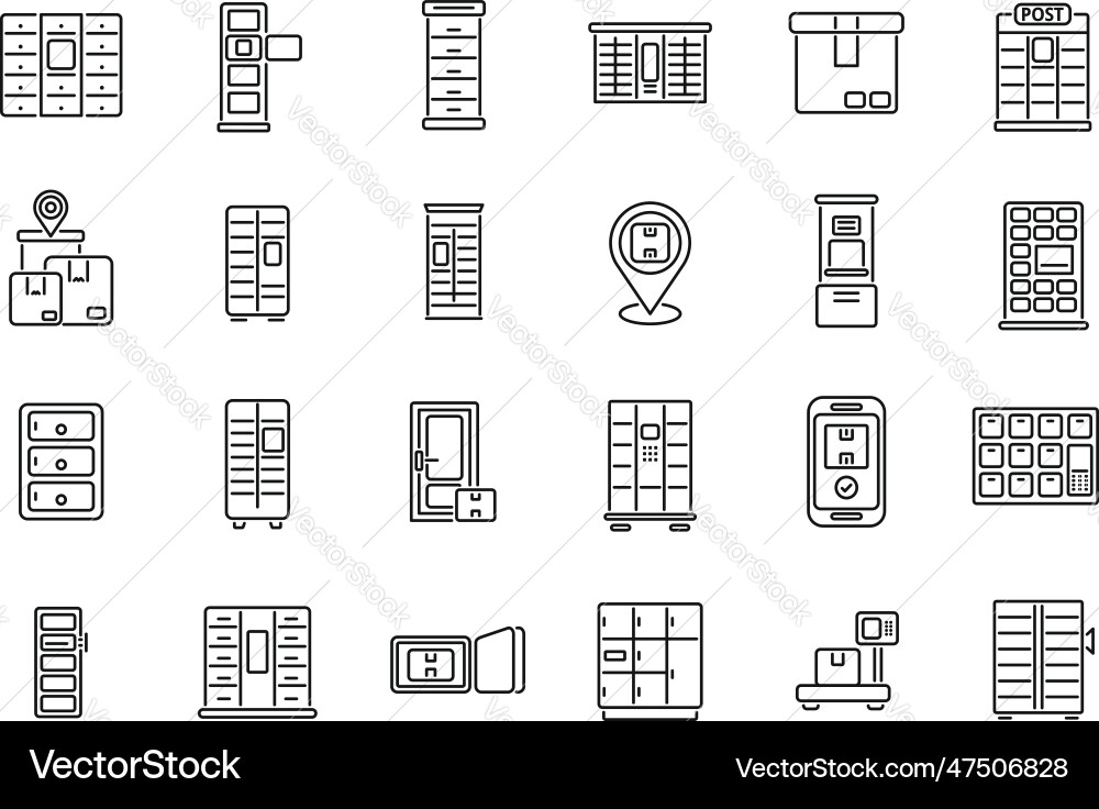 Self-service parcel delivery icons set outline Vector Image