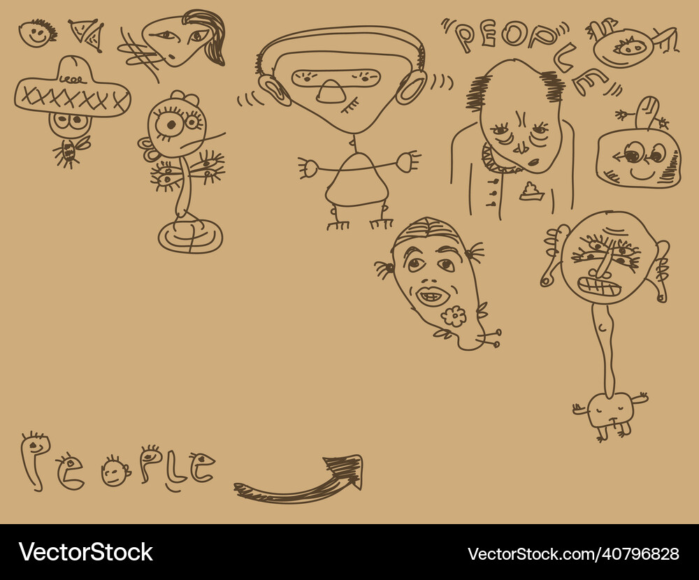 Set of hand drawn people Royalty Free Vector Image