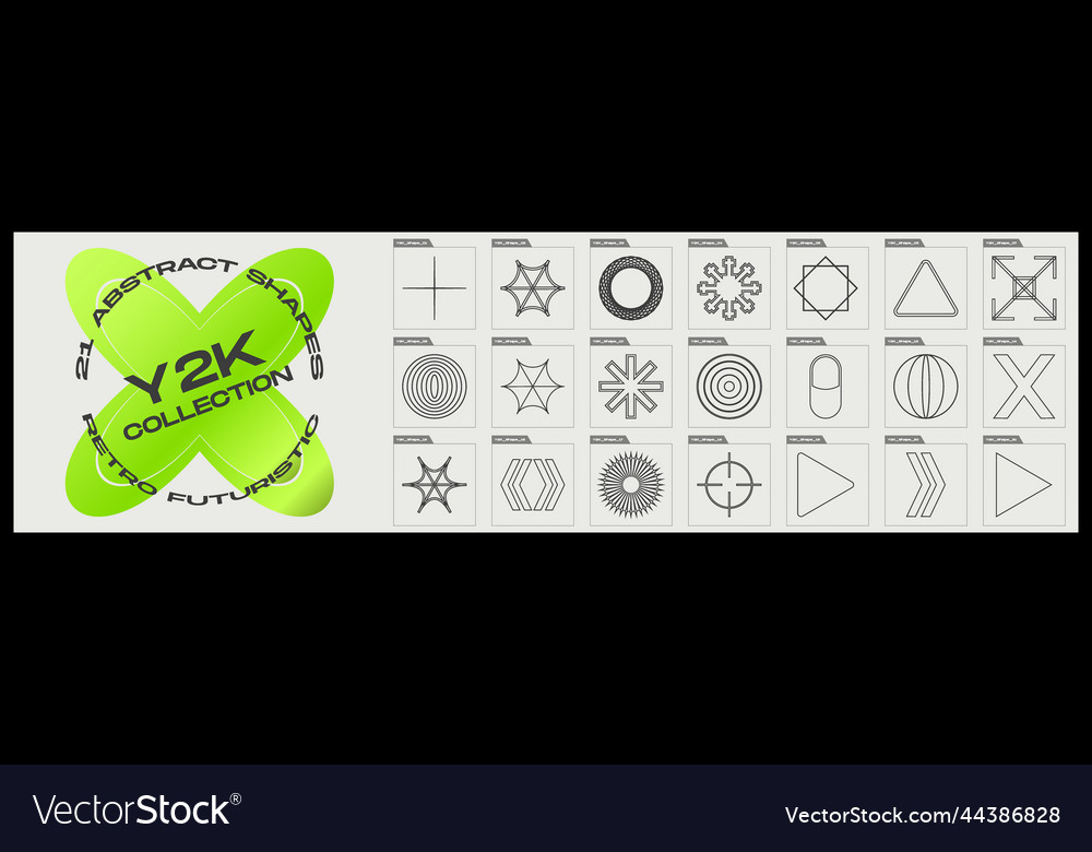 Set of y2k large of retro objects Royalty Free Vector Image