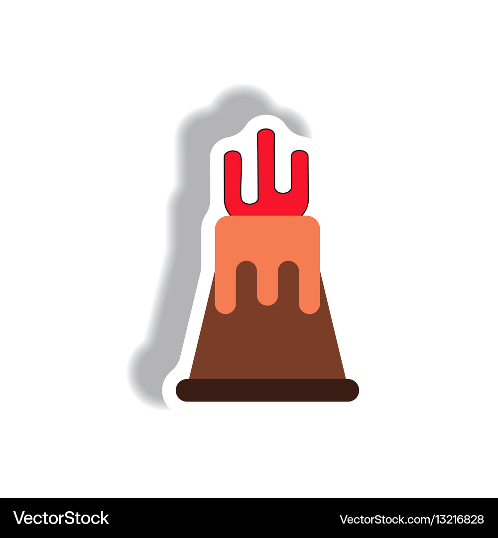 Volcano sticker eruption and magma Royalty Free Vector Image