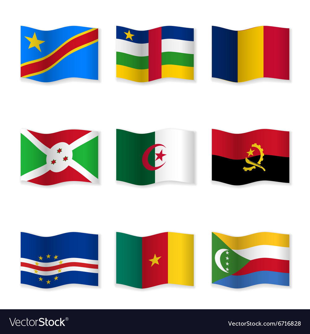 Waving Flags Different Countries Royalty Free Vector Image