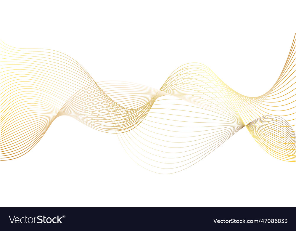 3d wavy gold lines swoosh on white background Vector Image