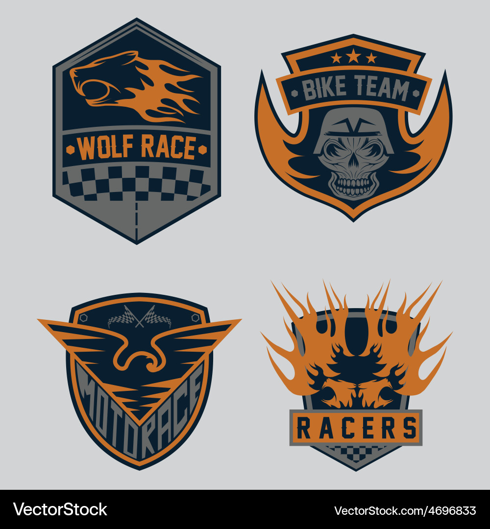 Auto and moto racing emblem set design Royalty Free Vector