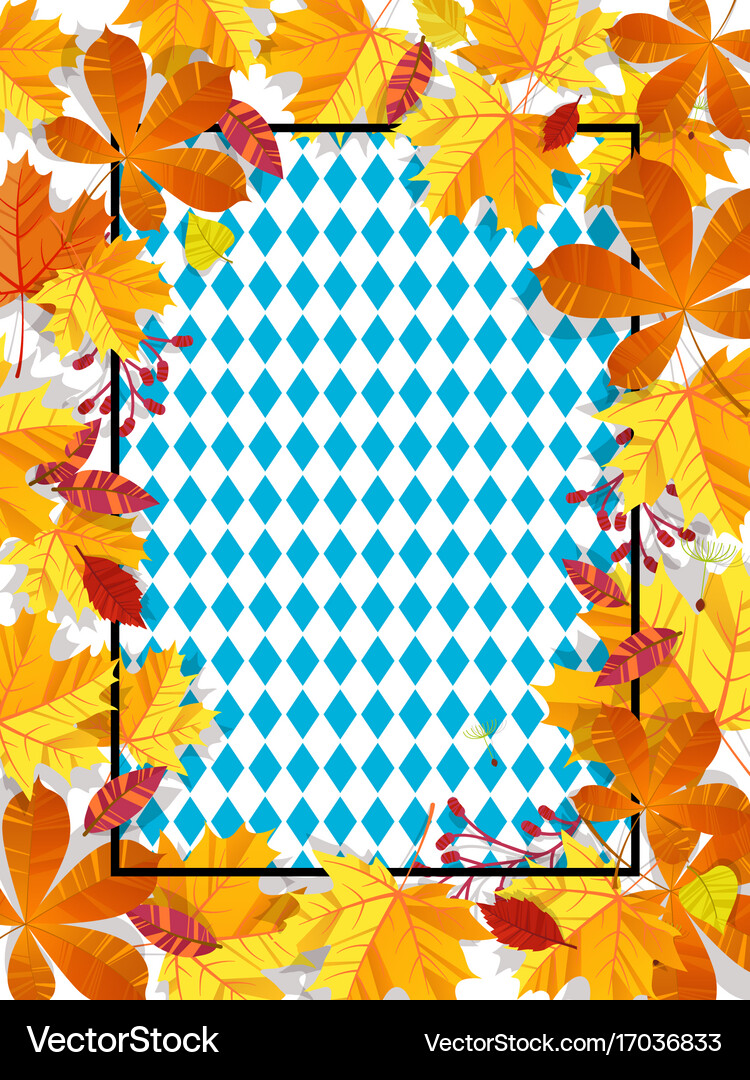 Autumn leaves on a background pattern of blue Vector Image