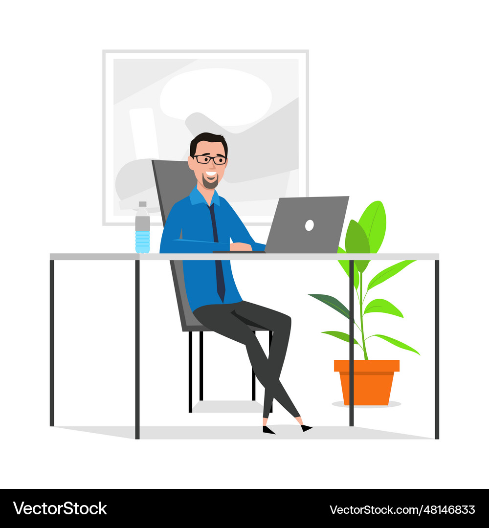 Character of man working at office Royalty Free Vector Image