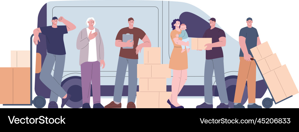 Delivery team and customers logistic service man Vector Image