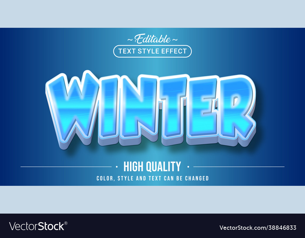 Editable text style effect - winter Royalty Free Vector