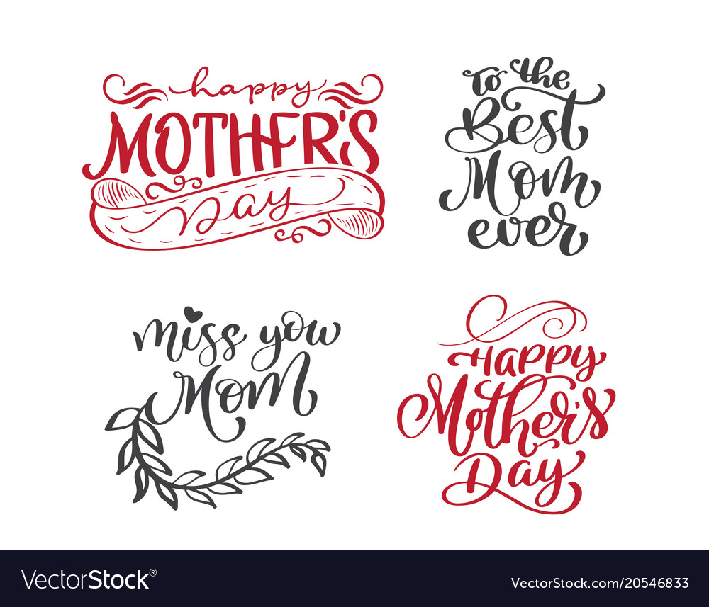 Happy Mothers Day Set Hand Drawn Lettering Quotes Vector Image