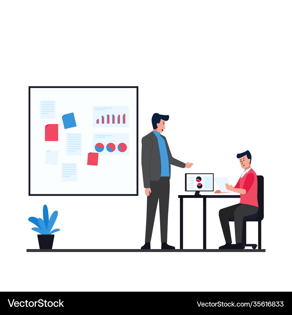 Manager discuss with employee on chair see Vector Image