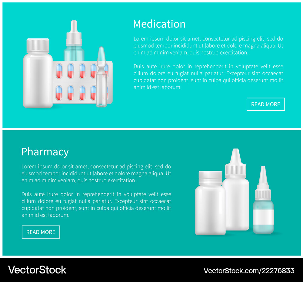 Medication and pharmacy web banners remedy set Vector Image