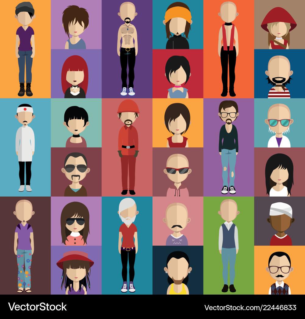 People avatar with full body and torso variations Vector Image
