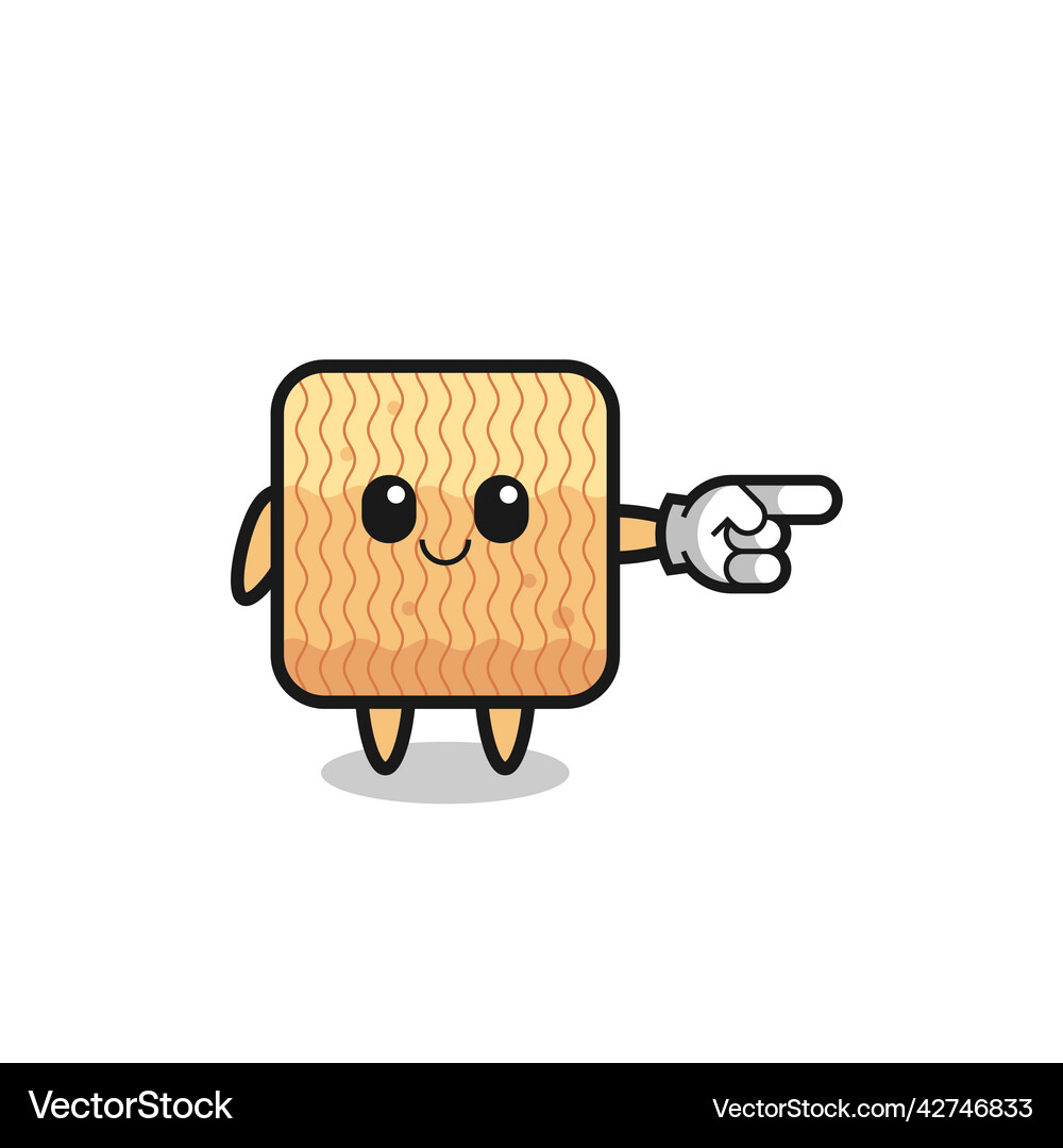 Raw instant noodle mascot with pointing right Vector Image
