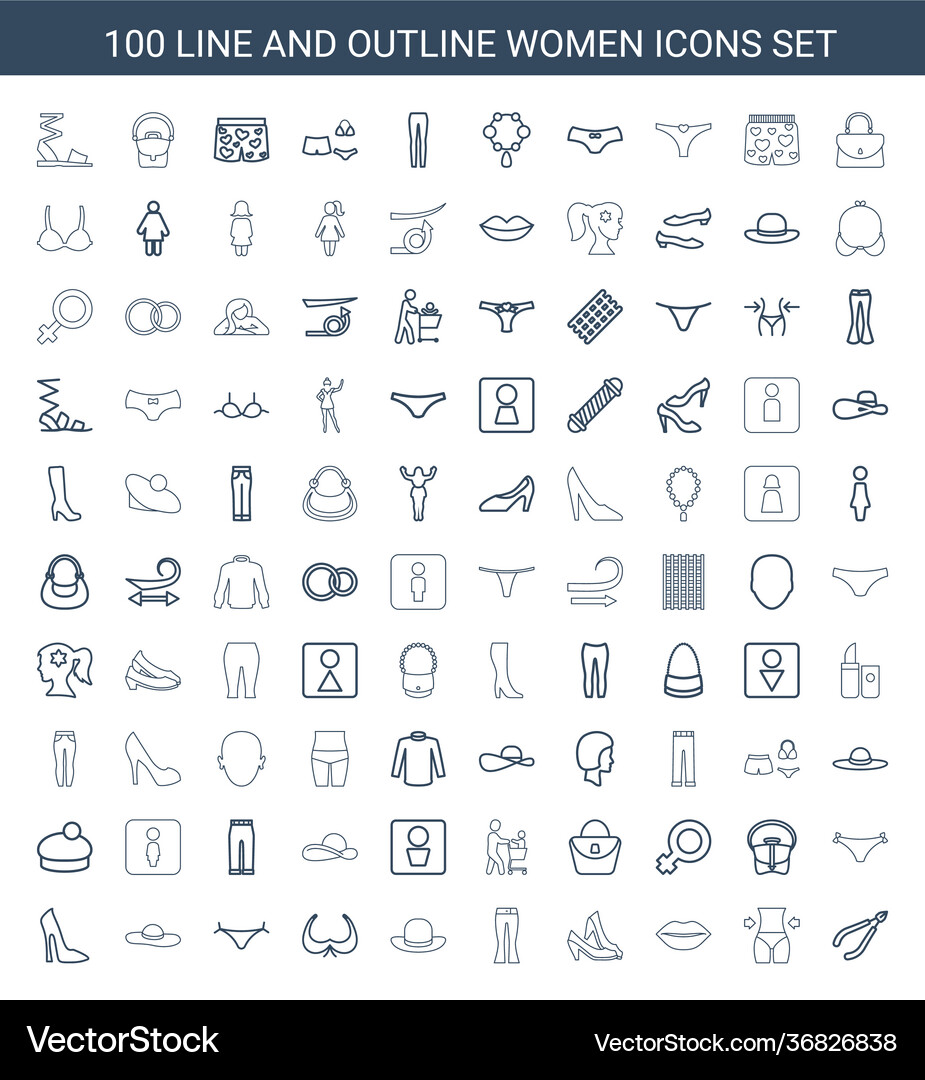100 Frauen Icons Lizenzfreies Vektorbild - VectorStock