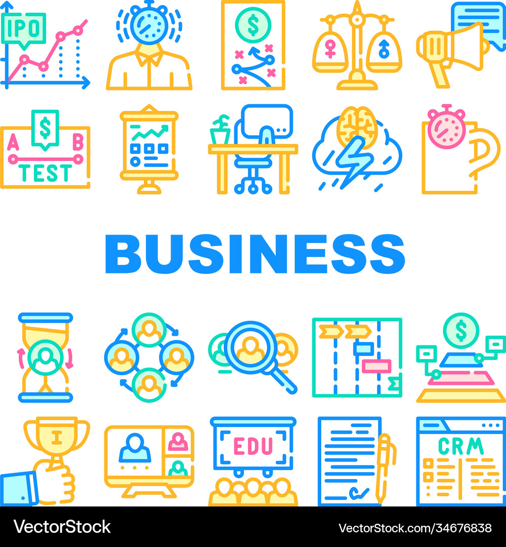 Business situations collection icons set Vector Image