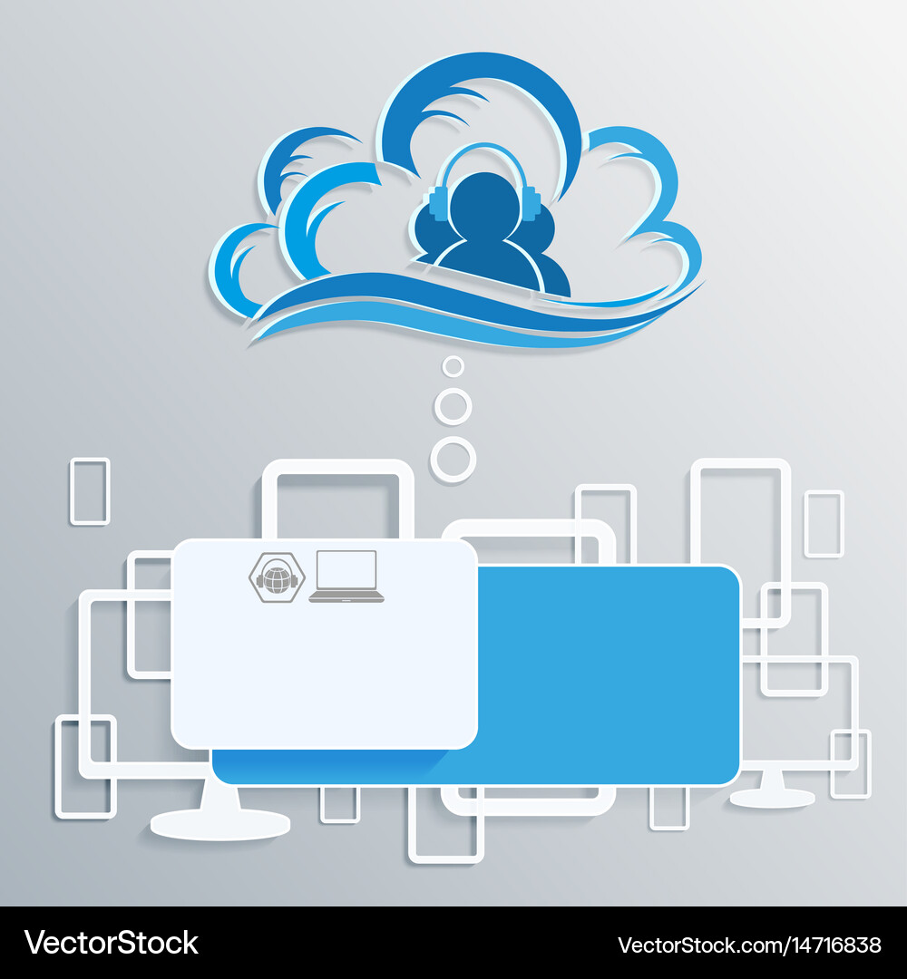 Computer cloud with silhouettes of the internet Vector Image