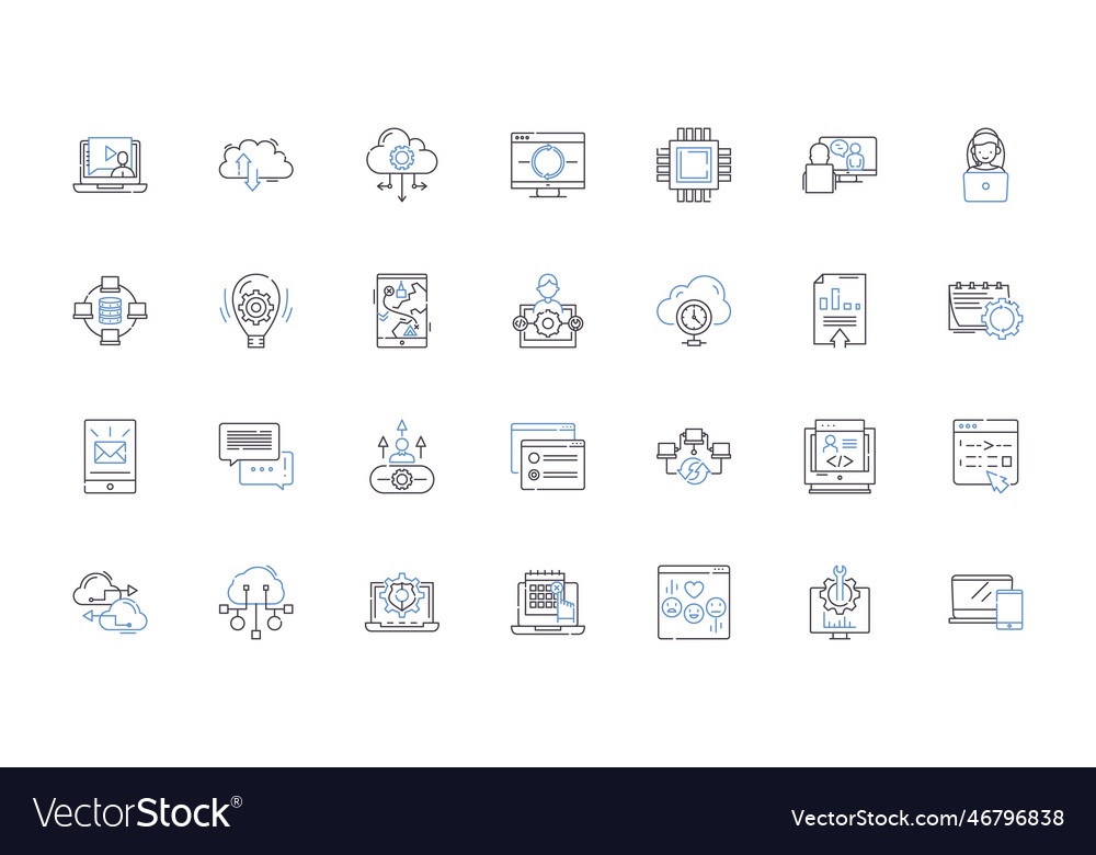 Computerized systems line icons collection Vector Image