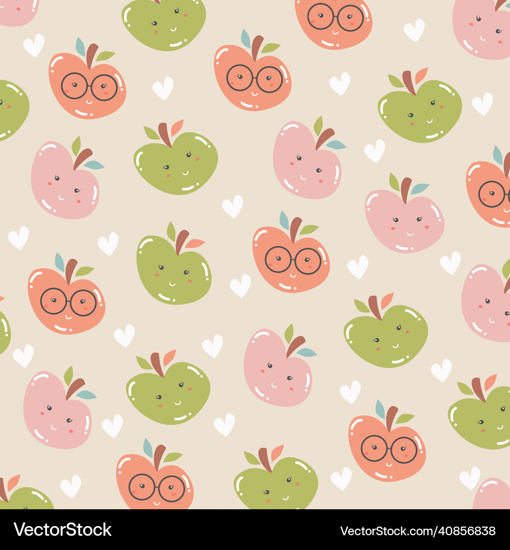 Cute apple pattern Royalty Free Vector Image - VectorStock