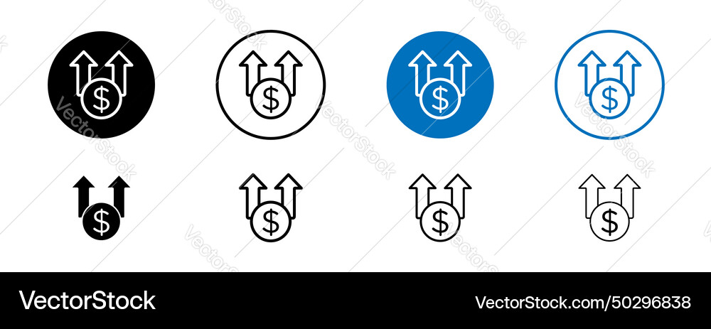 High revenue icon set margin growth pension Vector Image