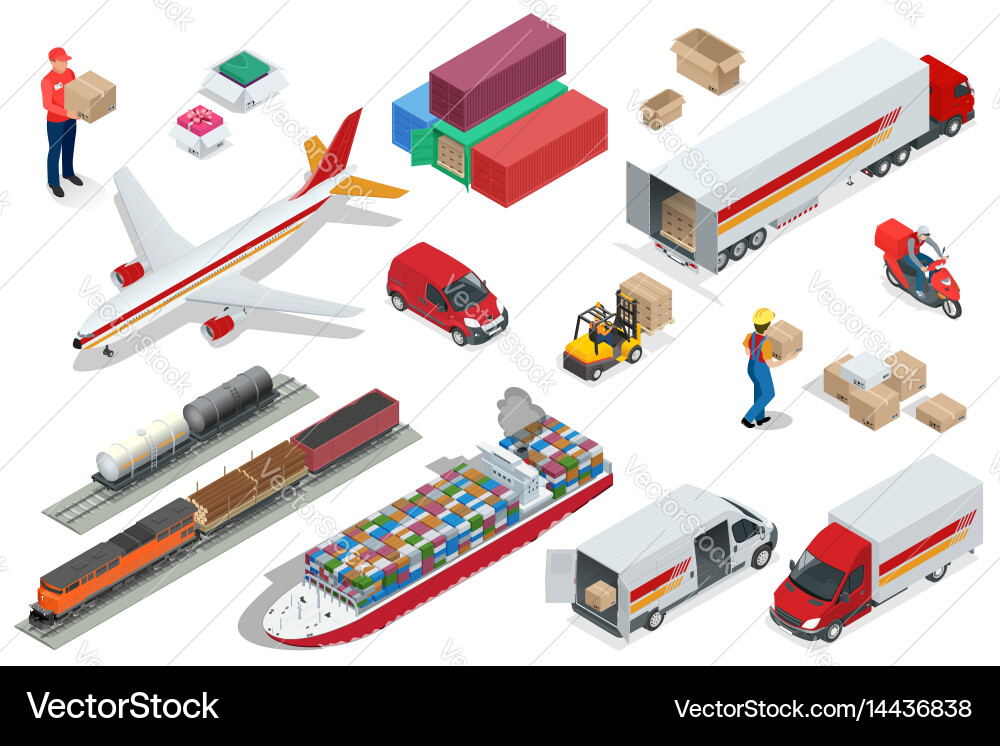 Isometric logistics icons set of different Vector Image