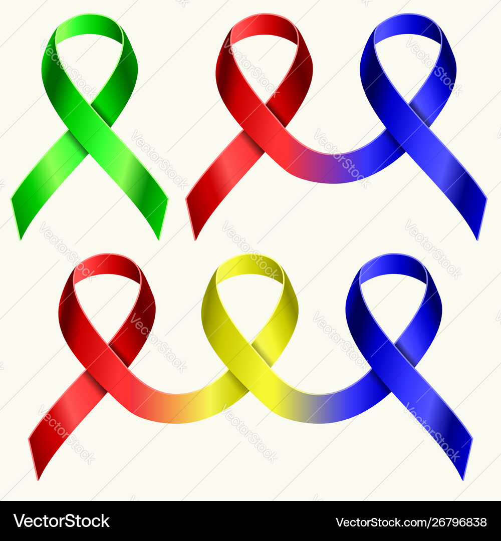 Metallic ribbon laces simple double triple Vector Image