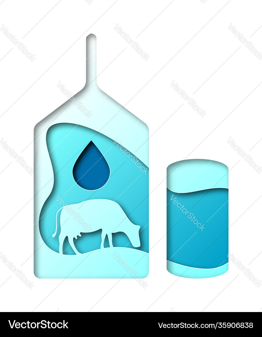 Milk in paper art style digital Royalty Free Vector Image