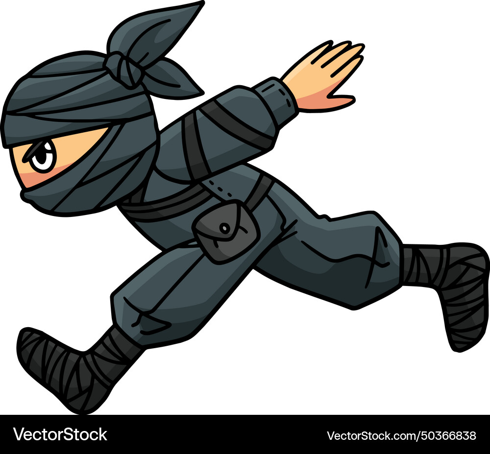 Ninja running cartoon colored clipart Royalty Free Vector