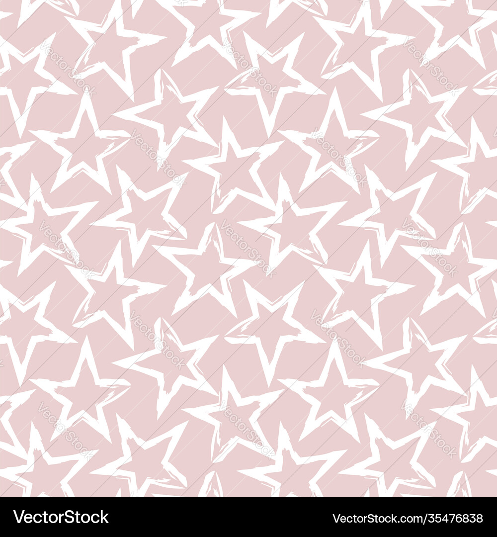 Pink stars brush stroke seamless pattern Vector Image