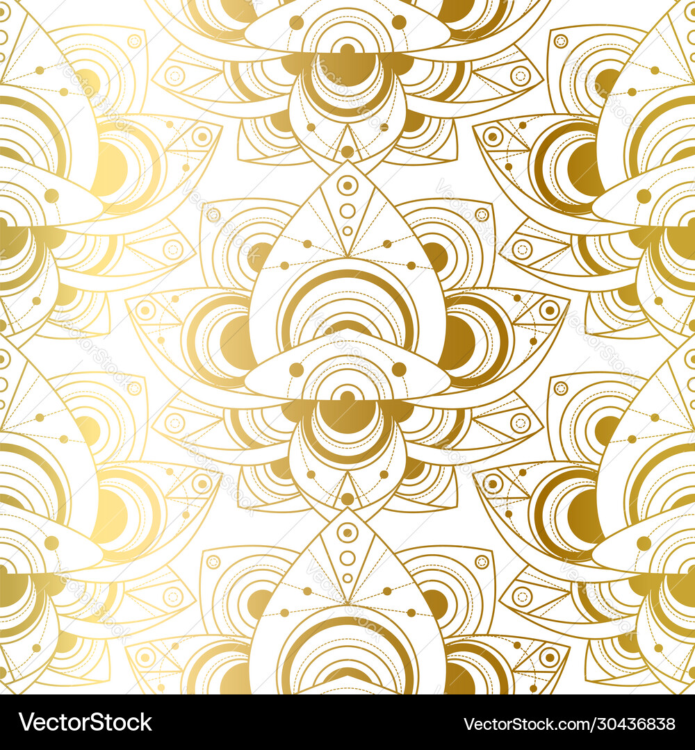 Seamless pattern with natural golden lotus art Vector Image