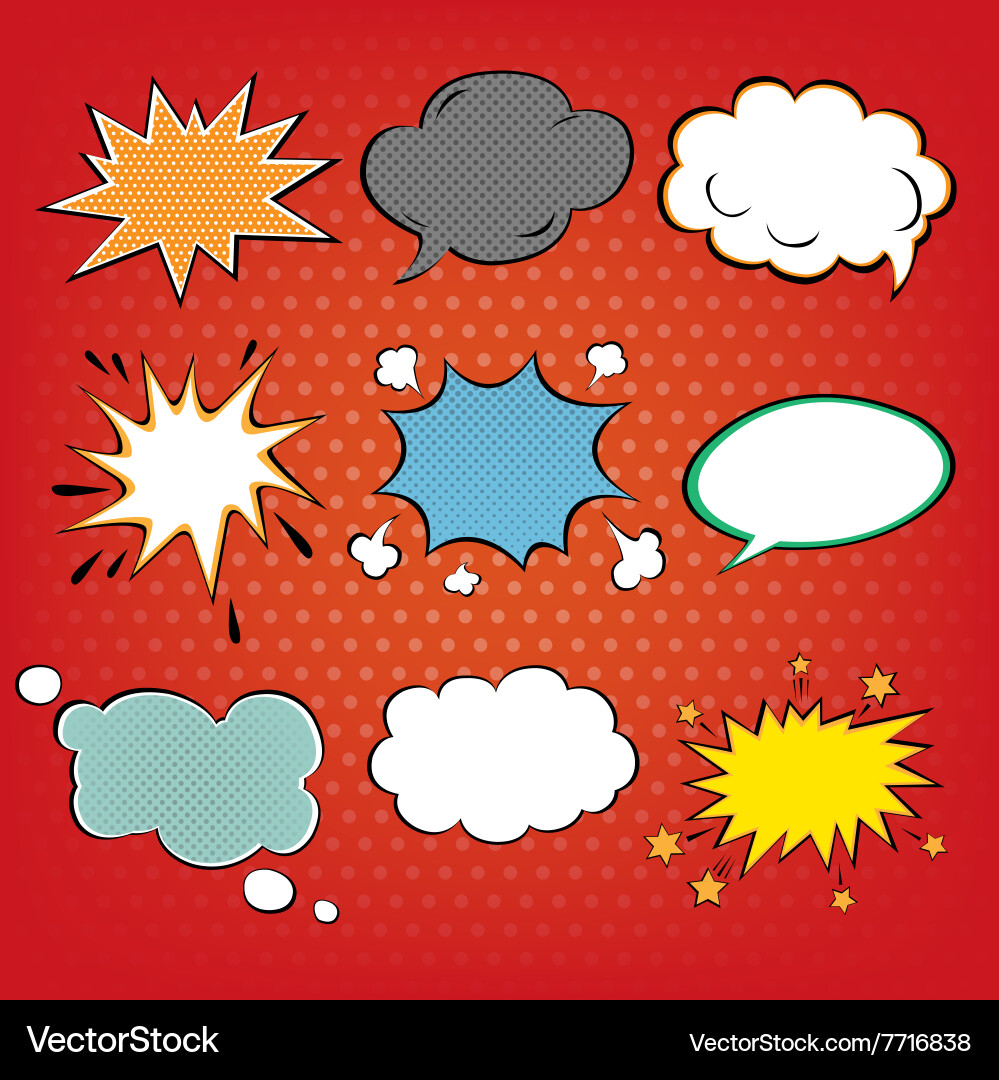 Set of comics bubbles in pop art style Royalty Free Vector