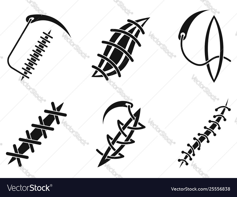 Suture icons set simple style Royalty Free Vector Image Suture icons set simple style Royalty Free Vector Image