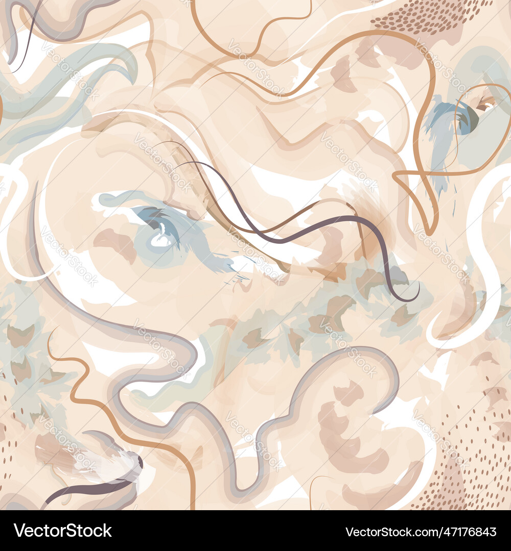 Abstract wavy lines watercolor drawing seamless Vector Image