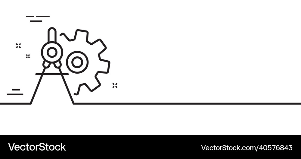 Cogwheel dividers line icon engineering tool sign Vector Image